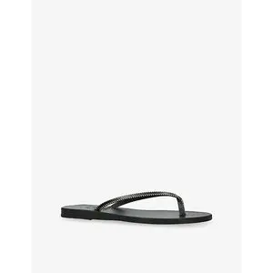 ANCIENT GREEK SANDALS Saionara Stitch Leather Flip Flops - Black