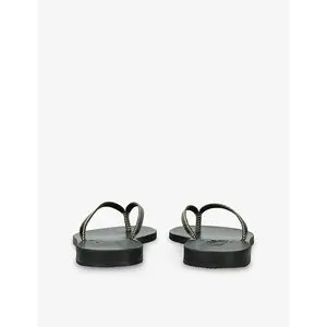 ANCIENT GREEK SANDALS Saionara Stitch Leather Flip Flops - Black