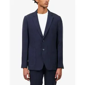 PERCIVAL Tailored Single-breasted Linen Blazer - Navy