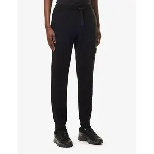 Stone Island Brand-badge Tapered-leg Regular-fit Cotton-jersey Jogging Bottoms - Black