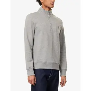 Paul Smith Half-zip High-neck Cotton-jersey Sweatshirt - Grey