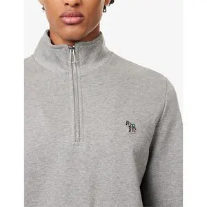 Paul Smith Half-zip High-neck Cotton-jersey Sweatshirt - Grey
