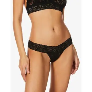 Hanky Panky Low-rise Stretch-jersey Lace Thongs Pack Of Three - Black White Chai
