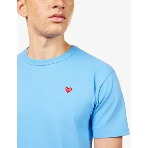 Play Comme Des Garcon Small Heart-embroidered Cotton T-shirt