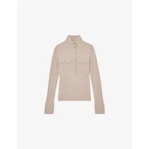 REISS Elly Button-neck Wool Jumper