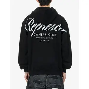 REPRESENT Owners Club Script Kangaroo-pocket Relaxed-fit Hoodie