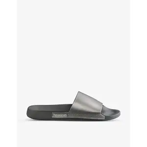 Havaianas Classic Metallic Rubber Sliders - Steel Grey