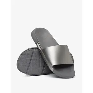 Havaianas Classic Metallic Rubber Sliders - Steel Grey