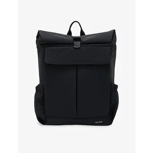 REISS Branded Woven Roll-top Backpack - Navy