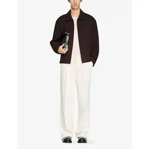 Sandro Waffle-texture Woven Jacket - Chocolate