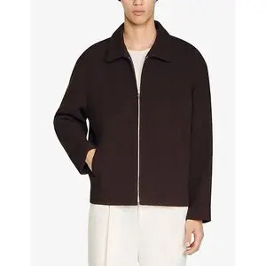Sandro Waffle-texture Woven Jacket - Chocolate