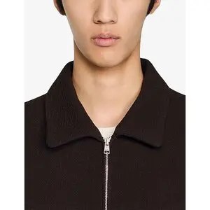 Sandro Waffle-texture Woven Jacket - Chocolate