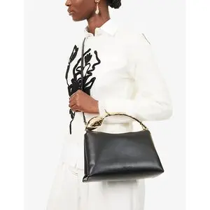 Erdem Bloom Medium Leather Top Handle Bag - Black