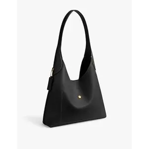 COACH Branded Leather Shoulder Bag - Black