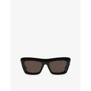 Bottega Veneta Bv1283s Rectangular-frame Sunglasses - Black