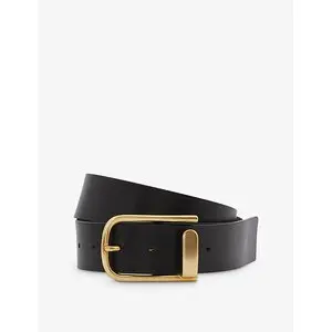 REISS Iyla Half-keeper Leather Belt - Black