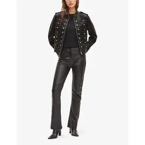 The Kooples Heritage-button Leather Jacket - Black