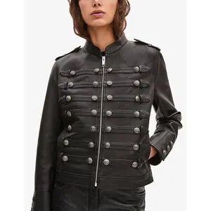 The Kooples Heritage-button Leather Jacket - Black