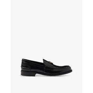 Prada Triangle-logo Brushed Leather Loafers