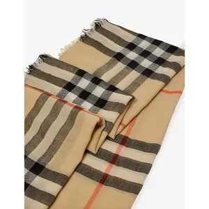 Burberry Check-print Lightweight Wool And Silk Scarf - Sand