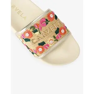 Carvela Sorrento Embroidered Woven Slides