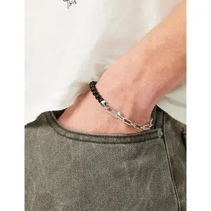 THOMAS SABO Sterling Silver And Onyx Chain Bracelet