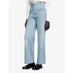 Sandro Oslo High-rise Wide-leg Jeans - Bleus