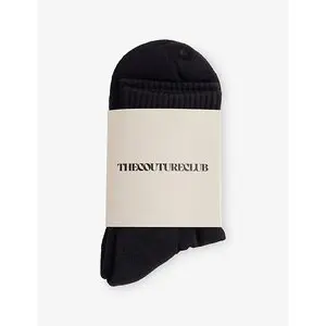 THE COUTURE CLUB Emblem Cotton-blend Knitted Socks - Black