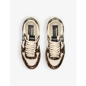 GOLDEN GOOSE Running Sole Leopard Print Leather And Mesh Trainers