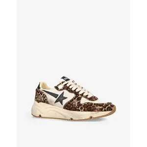 GOLDEN GOOSE Running Sole Leopard Print Leather And Mesh Trainers