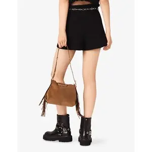 Maje Belted High-rise Tweed Shorts