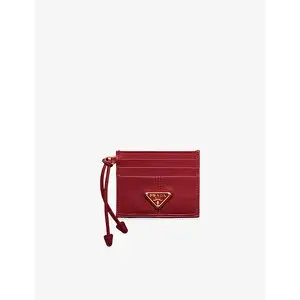 Prada Triangle-logo Leather Card Holder - Red
