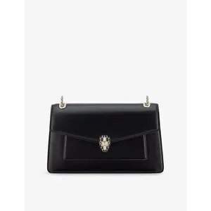 BVLGARI Serpenti Forever Leather Shoulder Bag - Black