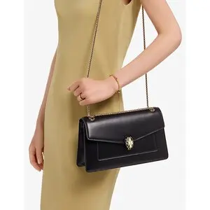 BVLGARI Serpenti Forever Leather Shoulder Bag - Black