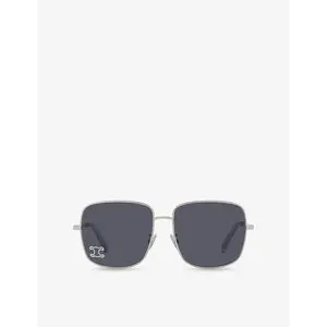 Celine Cl40284u Triomphe Rhinestone Square-frame Metal Sunglasses - Grey