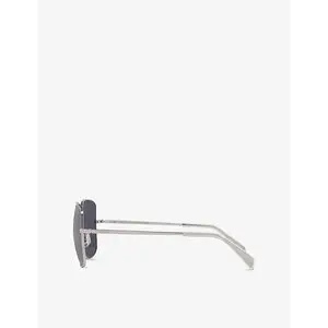 Celine Cl40284u Triomphe Rhinestone Square-frame Metal Sunglasses - Grey
