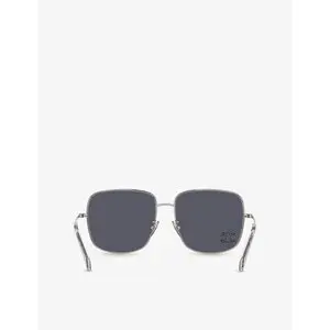 Celine Cl40284u Triomphe Rhinestone Square-frame Metal Sunglasses - Grey