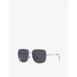 Celine Cl40284u Triomphe Rhinestone Square-frame Metal Sunglasses - Grey