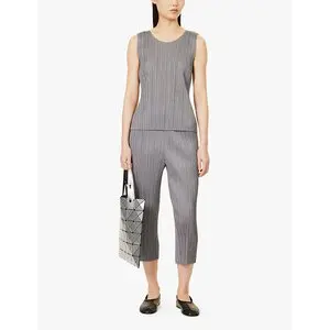 Issey Miyake Basic Sleeveless Pleated Knitted Jersey Top