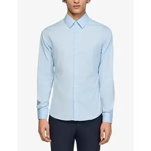 Sandro Classic Long-sleeve Cotton-blend Shirt - Blue Sky