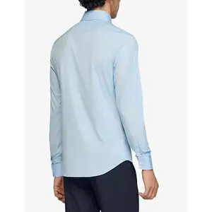 Sandro Classic Long-sleeve Cotton-blend Shirt - Blue Sky