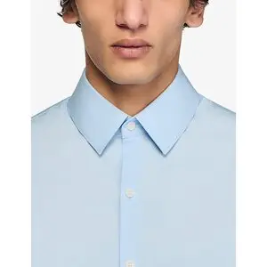 Sandro Classic Long-sleeve Cotton-blend Shirt - Blue Sky