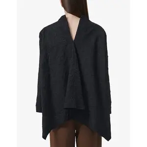 LEEM Draped-back Textured Woven Blouse