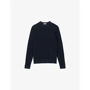 Sandro Textured Crewneck Cotton Knitted Jumper - Bleus