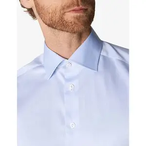 Eton Cutaway-collar Single-cuff Contemporary-fit Cotton-twill Shirt - Light Blue