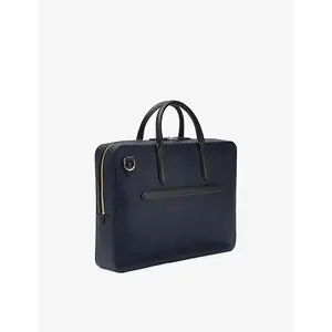Smythson Panama Slim Leather Briefcase - Navy