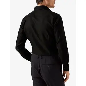 Eton Cutaway-collar Single-cuff Slim-fit Cotton-twill Shirt - Black