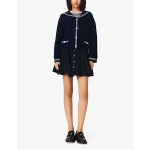 Maje Cable-knit Wool Cardigan - Navy