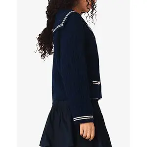 Maje Cable-knit Wool Cardigan - Navy