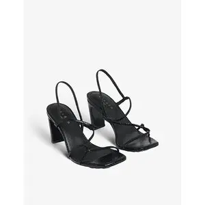 Sandro Faye Snakeskin-embossed Leather Strappy Sandals - Black
